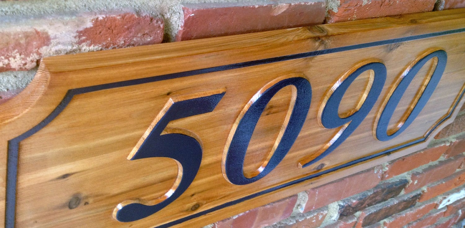 Cedar Custom Street Address Sign / House Number - Custom Wood Signs ...