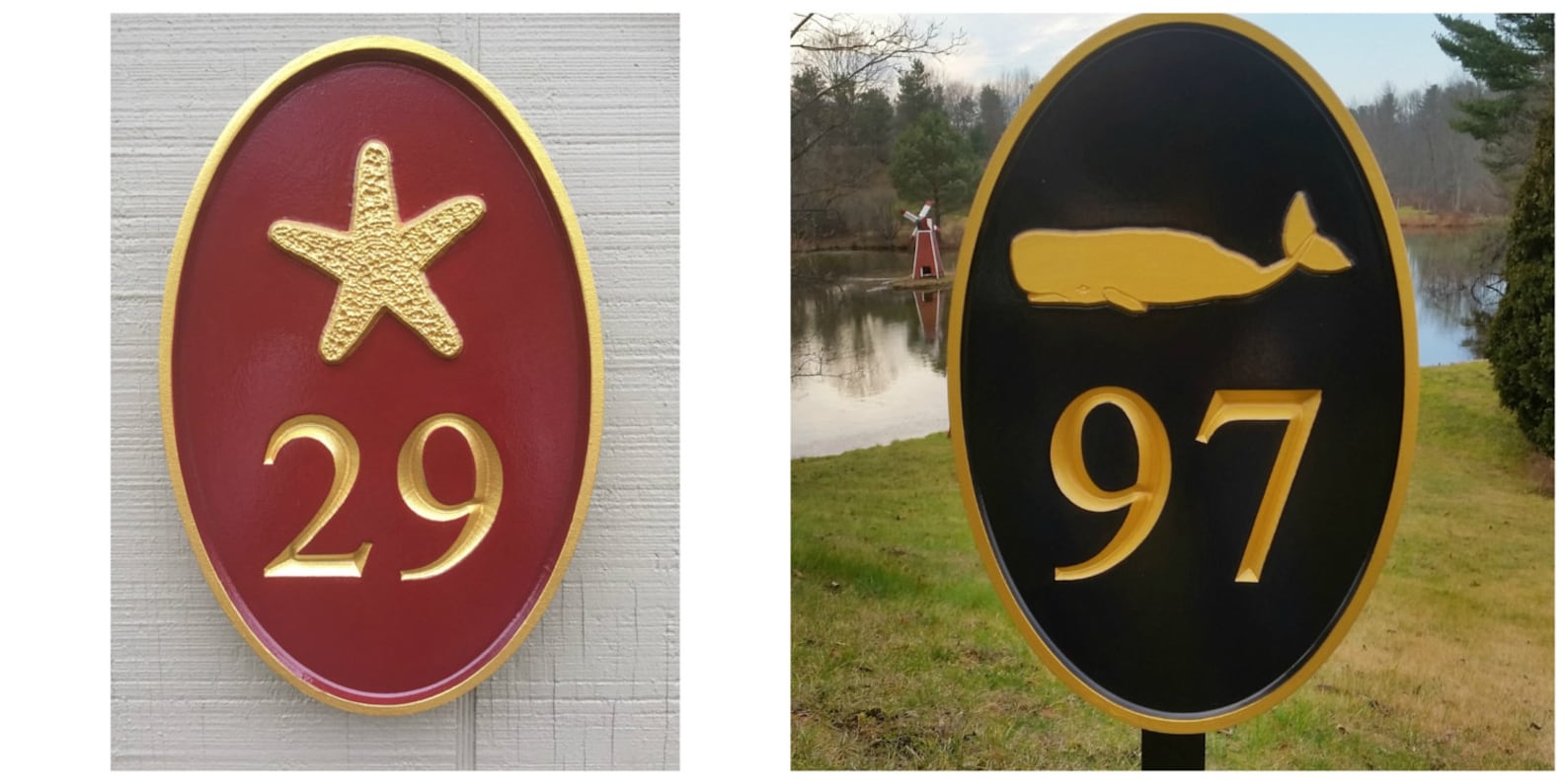 Carved Street Address Plaque / House Number With Nantucket Basket or ...