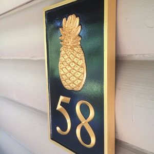 Carved Street House Number Plaque / House Marker With Pineapple or ...