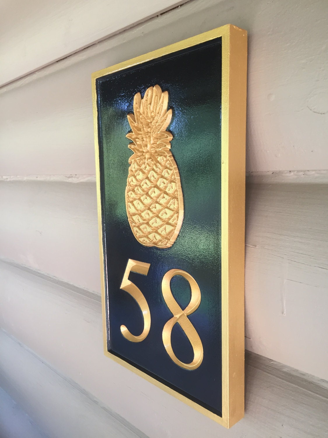 Carved Street House Number Plaque / House Marker With Pineapple or ...