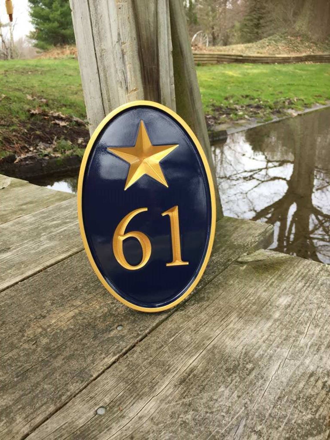 Carved Street Address Plaque / House Number With Star or Other - Etsy