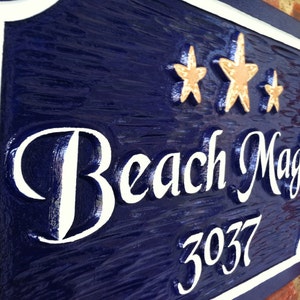 Custom Carved Address Sign With Beach Theme - Custom Carved Beach Sign ...