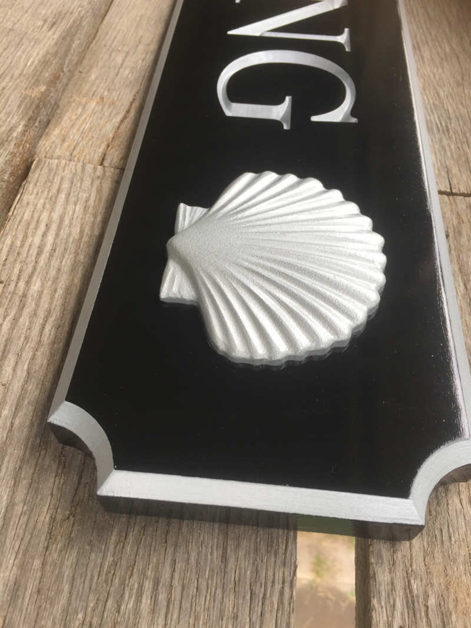 Carved Quarterboard Sign With 3D Scallop Shell - Customize With Name or ...