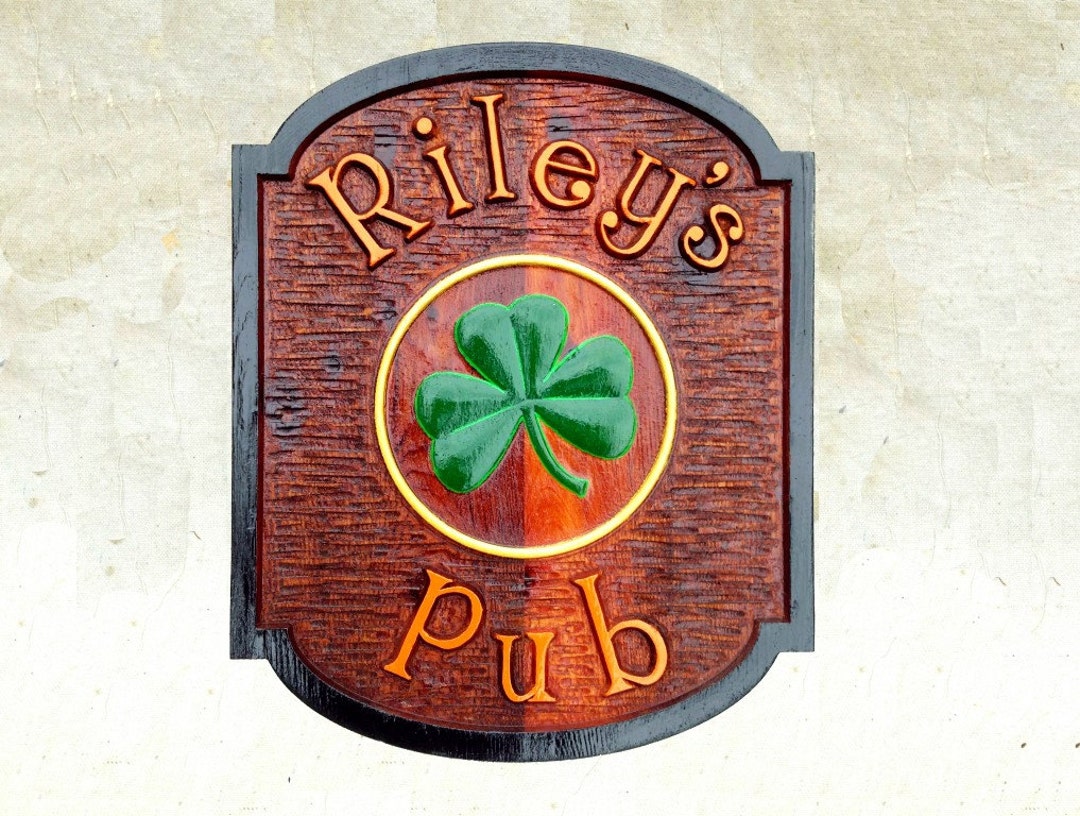 Irish Themed Custom Carved Pub Sign - With Shamrock or Any Image (BP5 ...