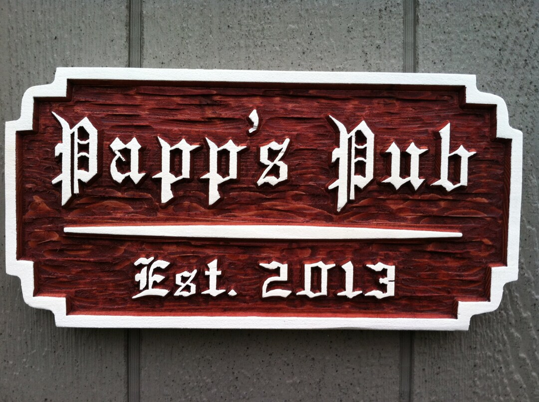 Old English Personalized Bar / Pub Sign - Custom Carved Wood Sign (BP6 ...