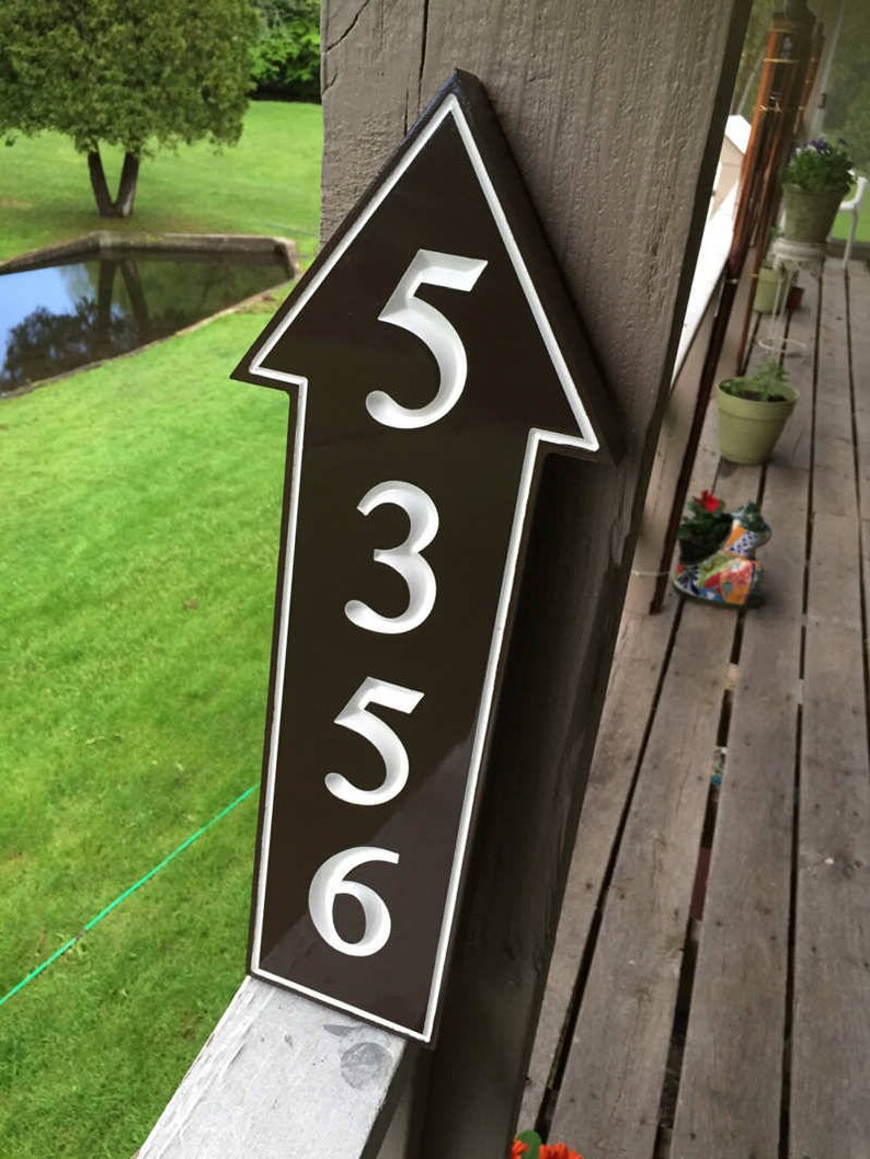 Custom Carved Arrow Shaped House Number Sign Pointing Left or | Etsy