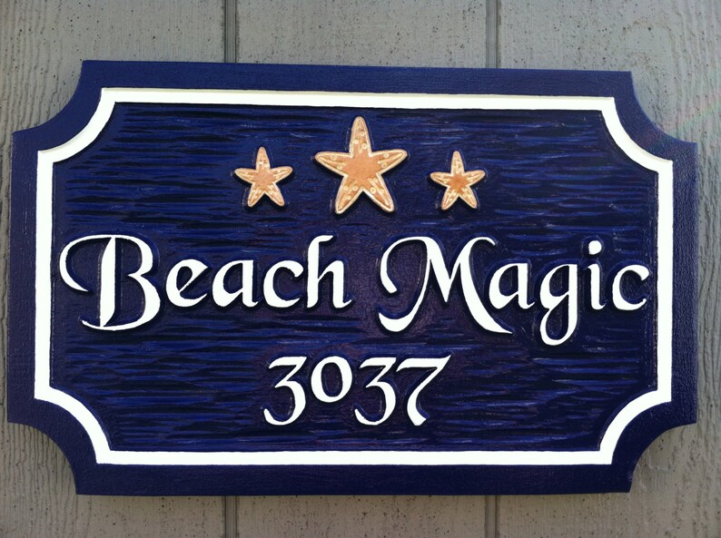 Custom Carved Address Sign With Beach Theme - Etsy
