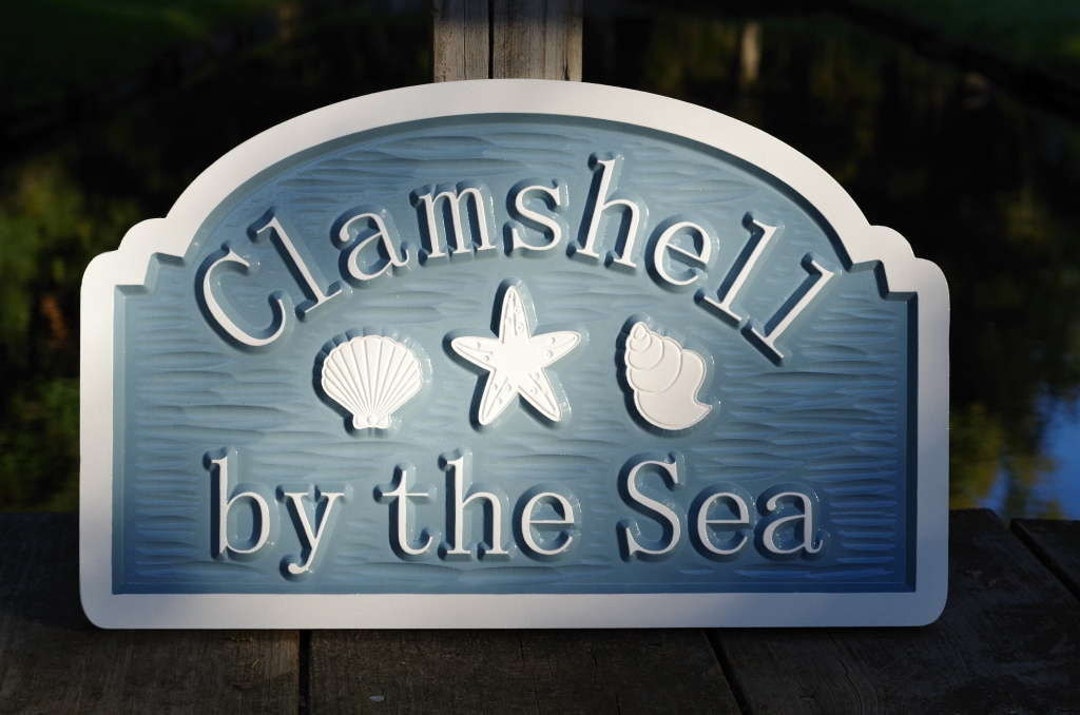 Custom Beach Address Sign With Sea Shells and Starfish - Etsy