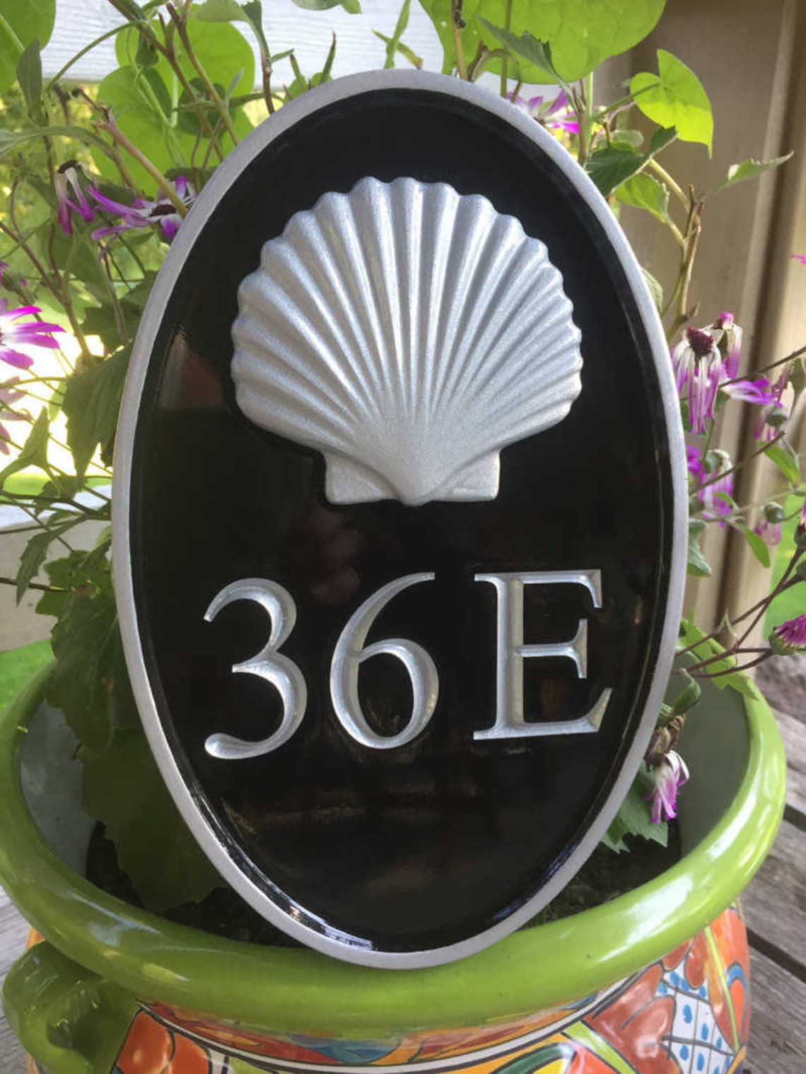 Realistic Scallop Shell House Number Sign - Carved Street Address ...