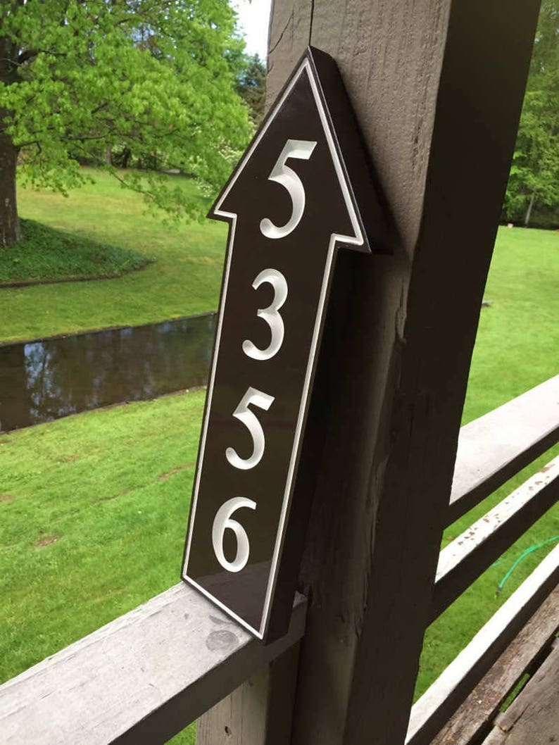 Custom Carved Arrow Shaped House Number Sign Pointing Up | Etsy