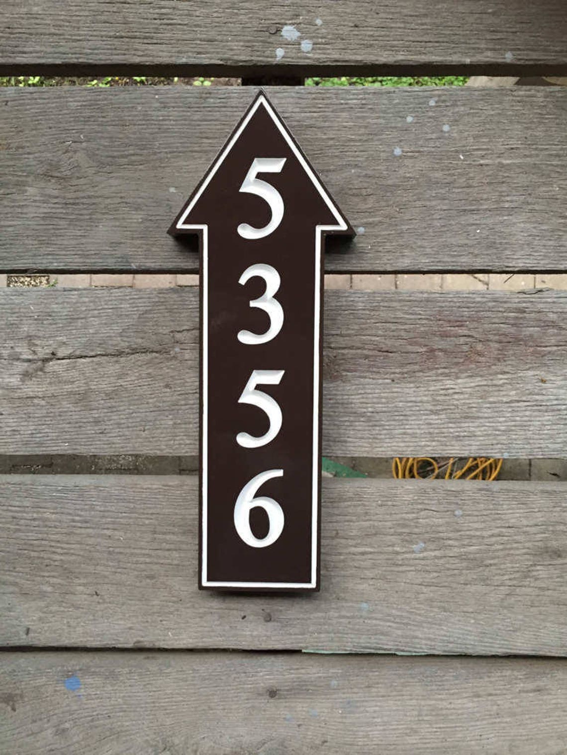 Custom Carved Arrow Shaped House Number Sign Pointing Left | Etsy