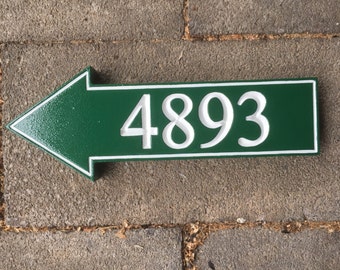 Custom Carved Arrow Shaped House Number Sign Pointing Up | Etsy