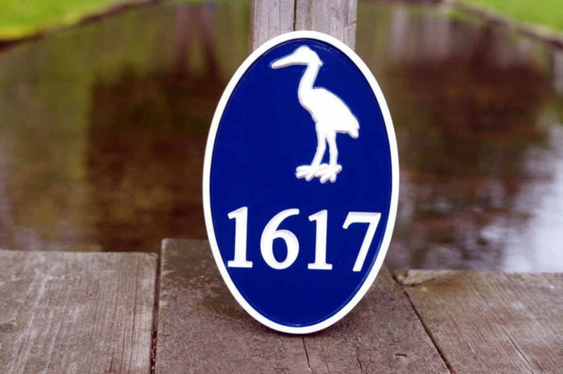 Carved Street Number Plaque / House Sign With Your Choice of Emblem ...