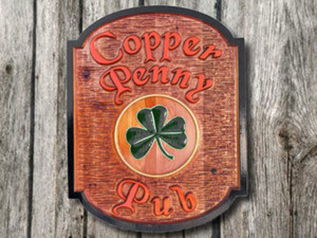 Add You Name to Pub Sign Personalized With Shamrock - Custom Carved ...