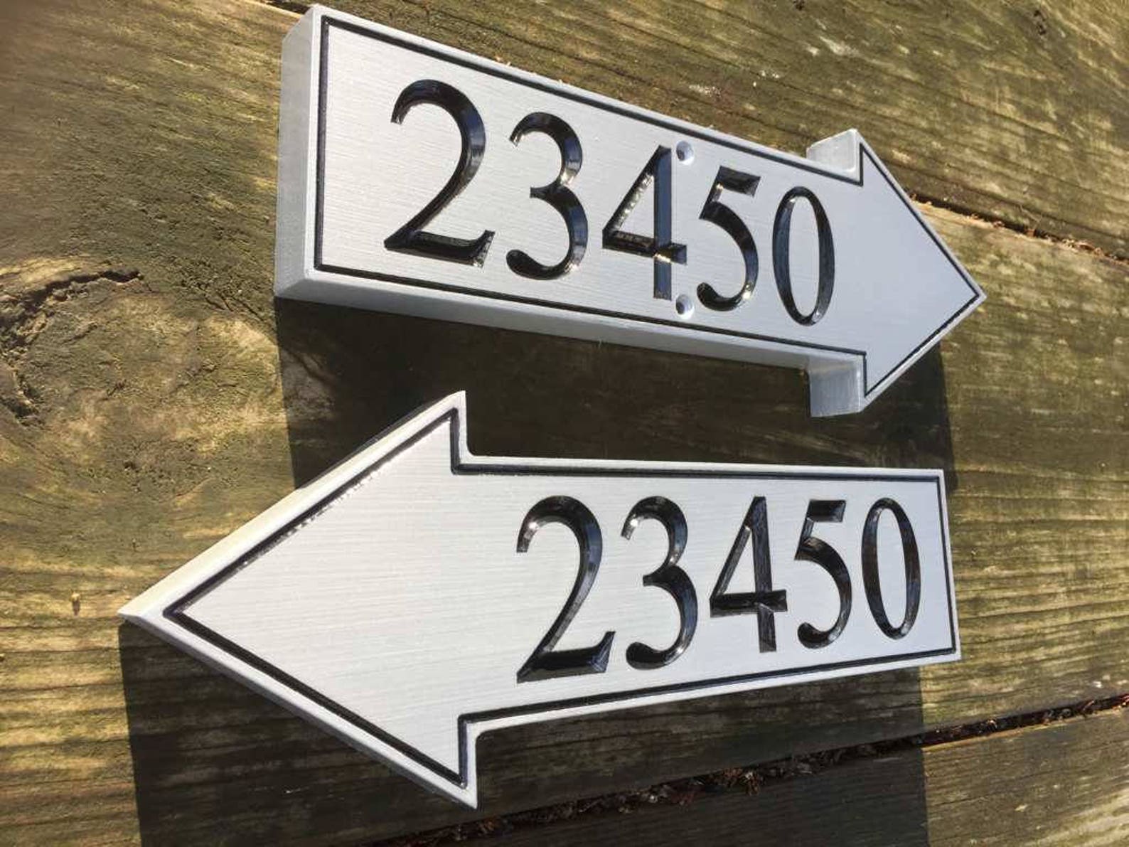 Custom Carved Arrow Shaped House Number Sign Pointing Left | Etsy