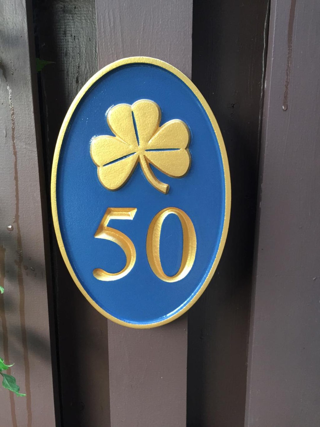Carved Street Address Plaque / House Number With Shamrock or Other ...