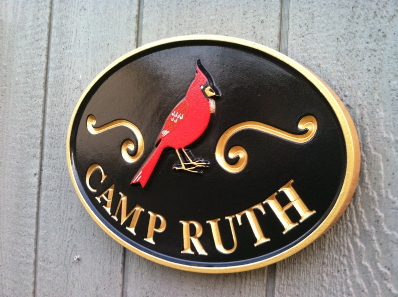 Personalized Camp Name Entrance Sign With Cardinal Custom - Etsy