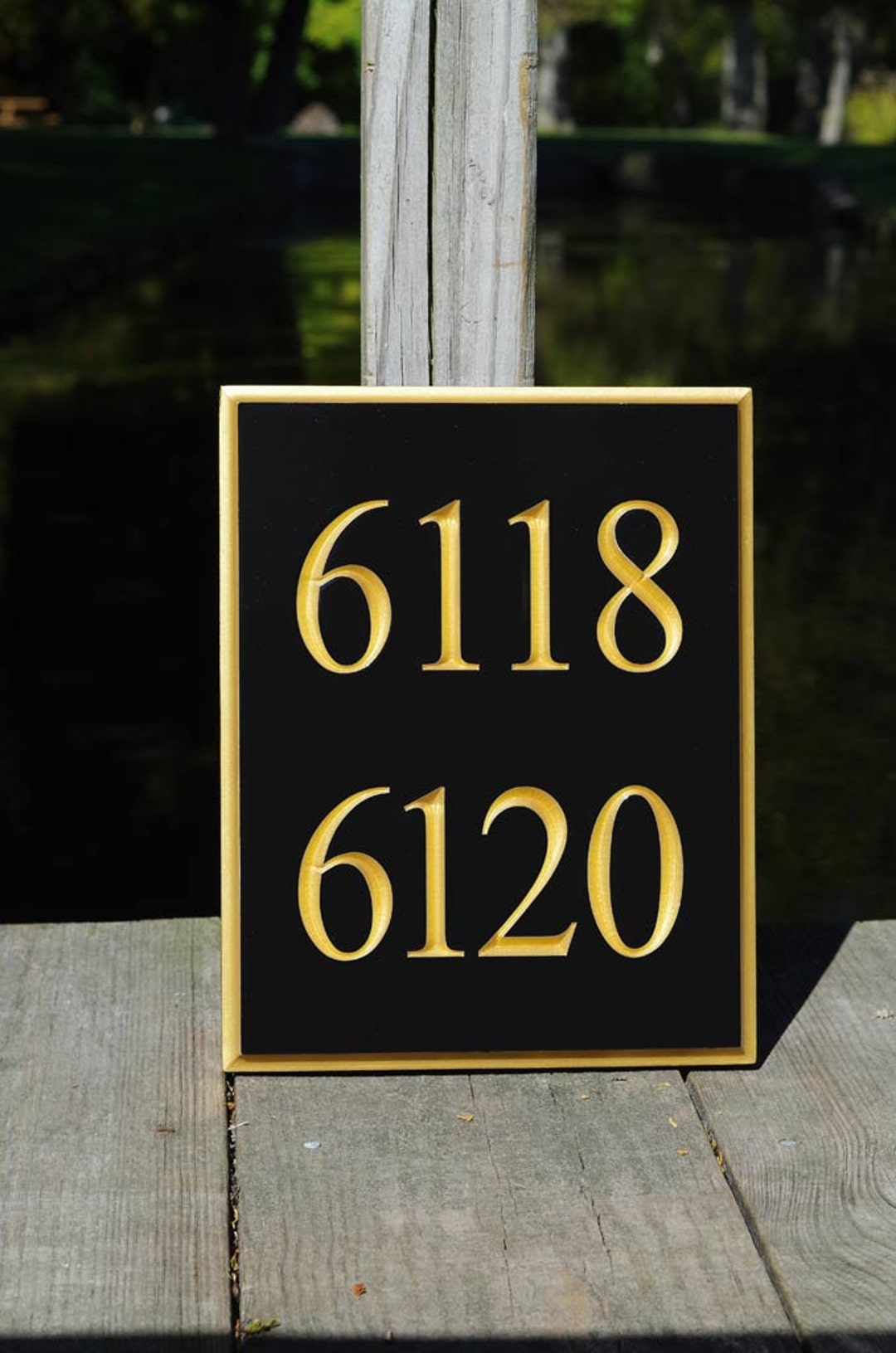 Double House Address Sign - Custom Carved Number (A130) - Etsy