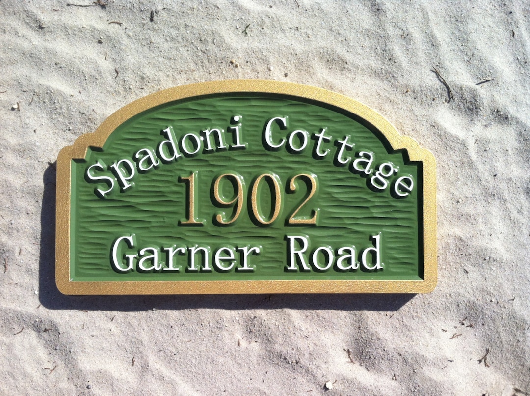 Custom Carved Personalized Cottage Street Address With Last Name Entry ...