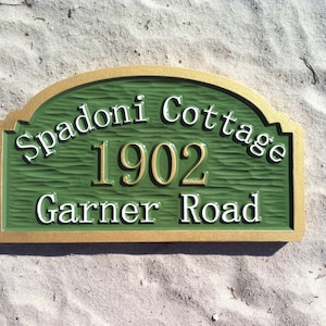 Custom Carved Personalized Cottage Street Address With Last Name Entry ...