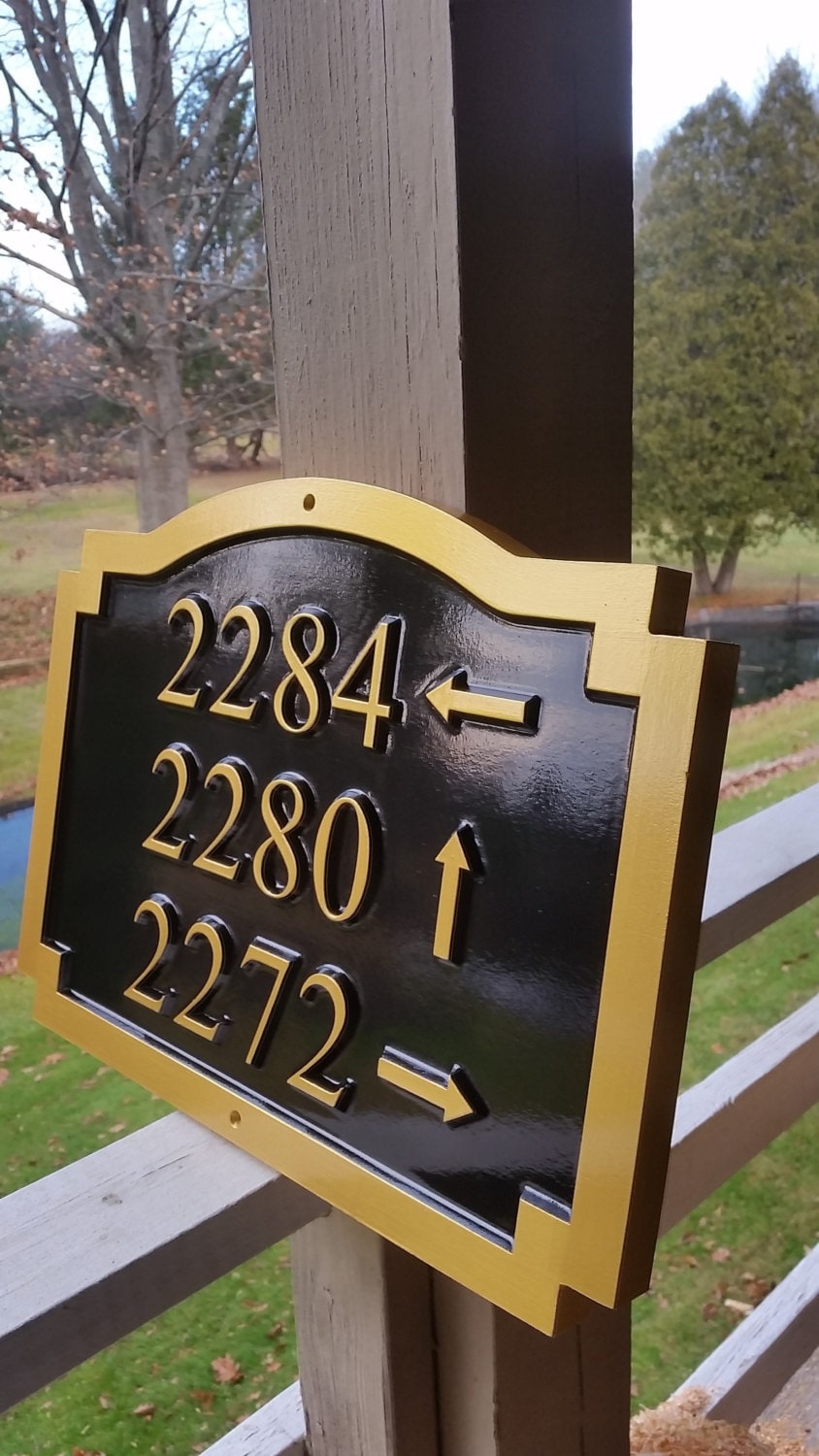 Custom Carved House Number - Street Address Sign With Arrow (HN26) - Etsy