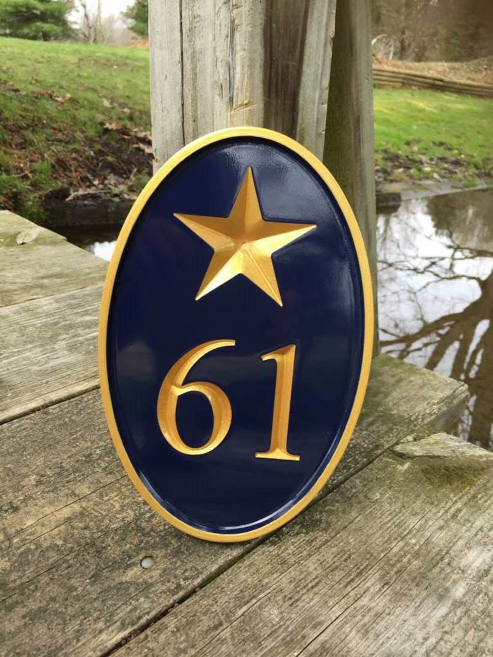 Carved Street Address Plaque / House Number With Star or Other - Etsy