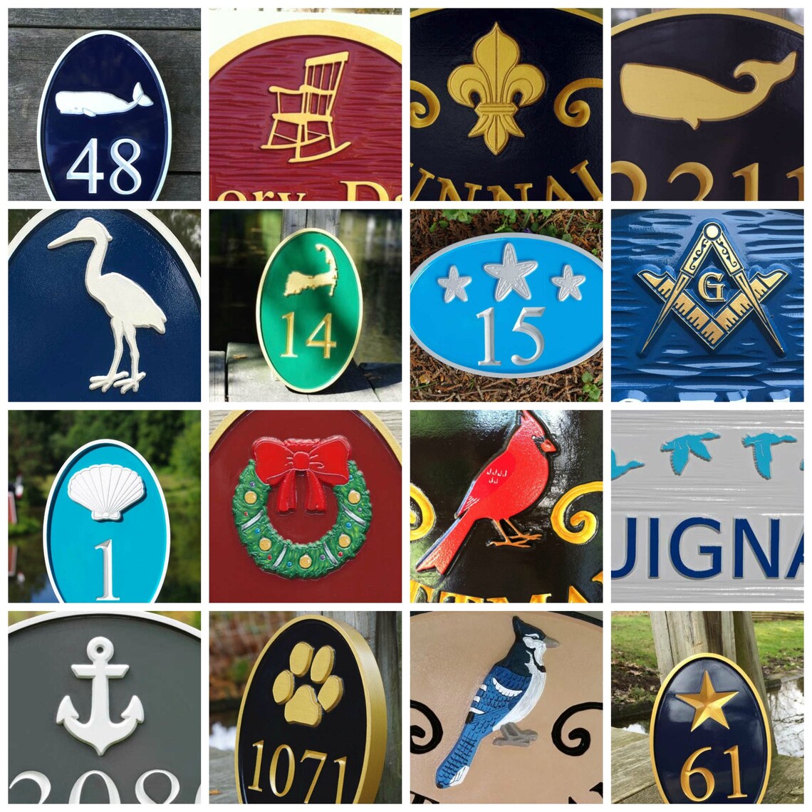Carved Street Number Plaque / House Sign With Your Choice of Emblem ...