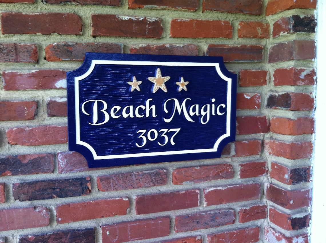Custom Carved Address Sign With Beach Theme Custom Carved - Etsy