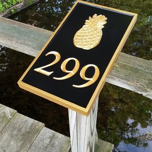 Carved Street House Number Plaque / House Marker With Pineapple or ...
