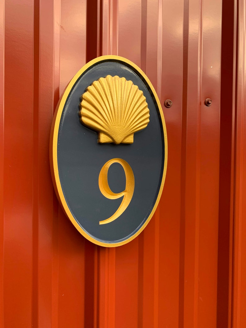 Realistic Scallop Shell House Number Sign Carved Street | Etsy