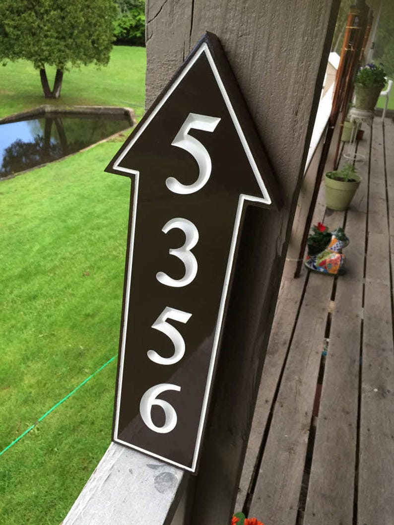 Custom Carved Arrow Shaped House Number Sign Pointing Left, Right, up ...