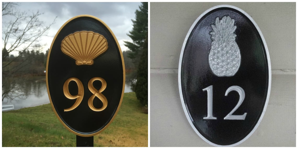 Carved Street Address Plaque / House Number With Nantucket Basket or ...