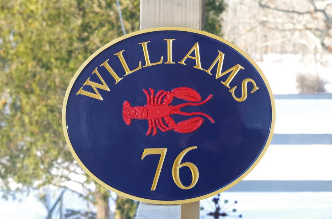 House Marker With Last Name and House Number - Custom Carved Sign With ...