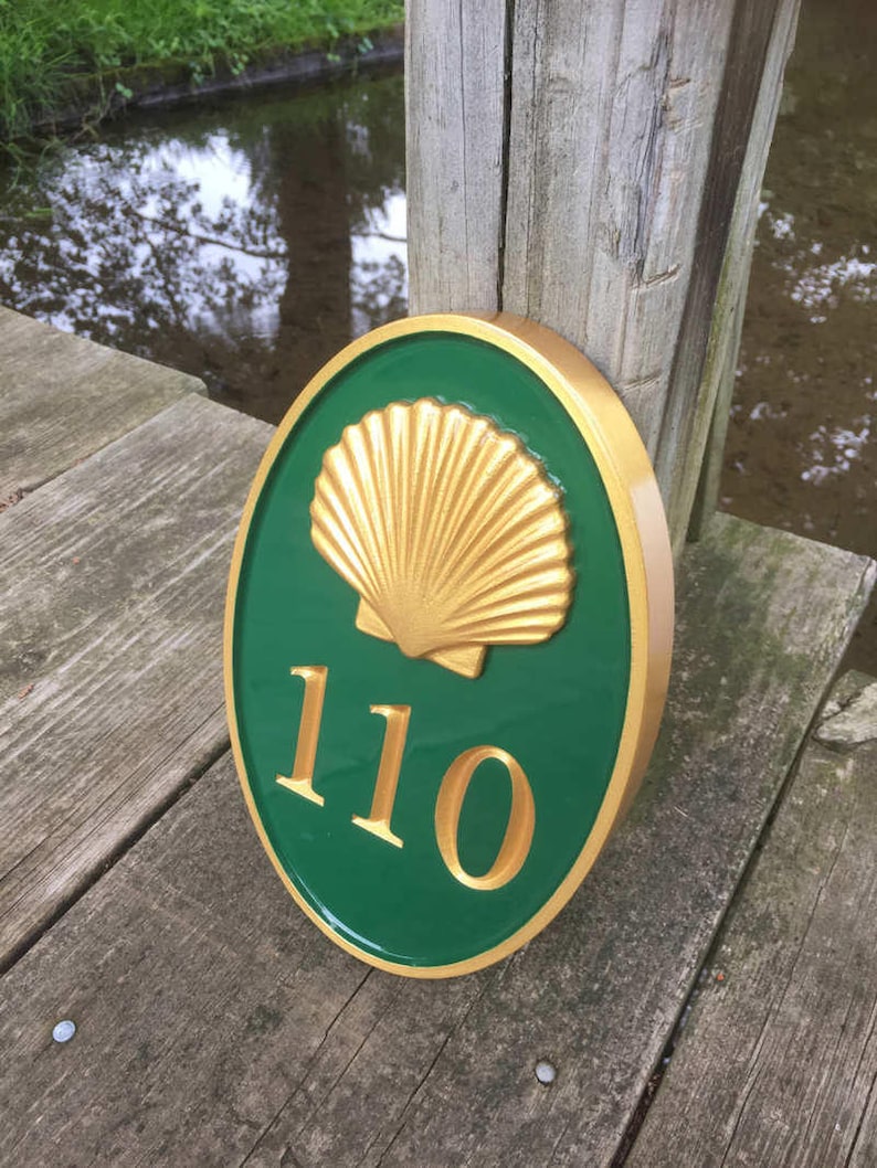 Realistic Scallop Shell House Number Sign Carved Street | Etsy