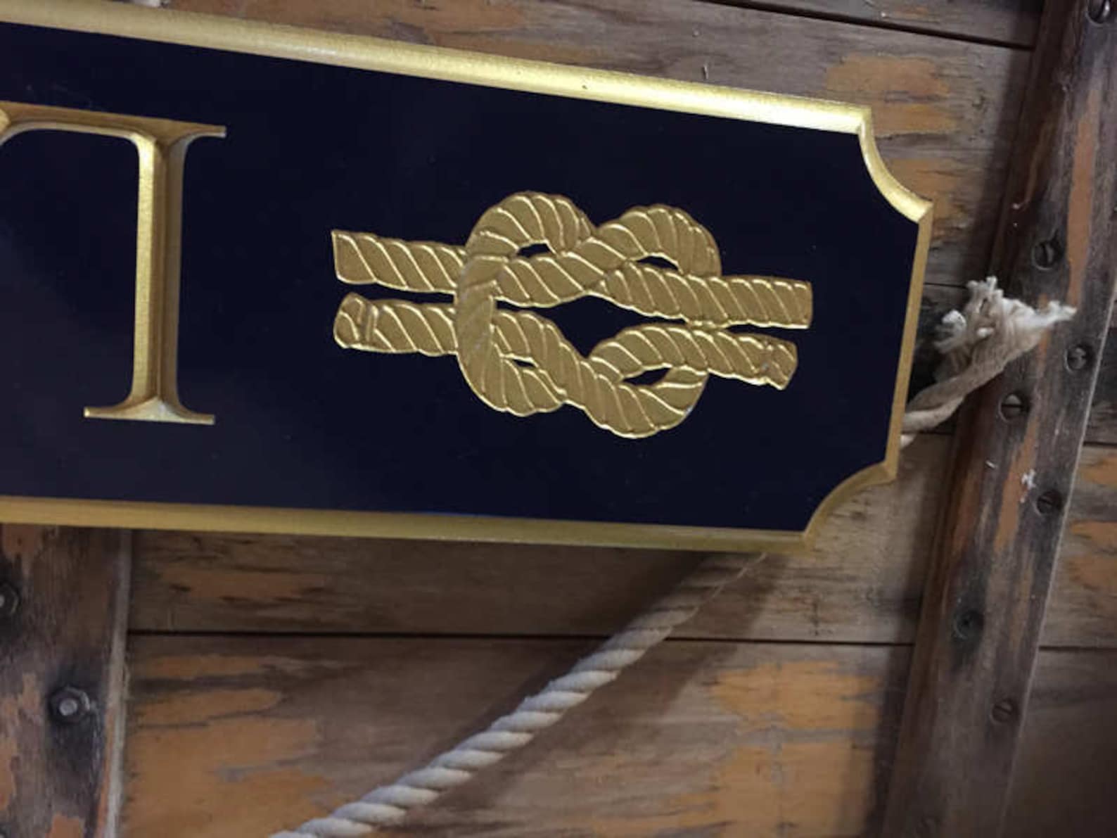 Custom Engraved Quarterboard Sign With Square Knot Image Add - Etsy