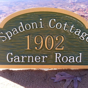 Custom Carved Personalized Cottage Street Address With Last Name Entry ...