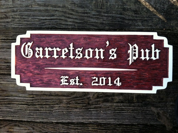 Personalized Old English Bar / Pub Sign Custom Cedar Signs | Etsy