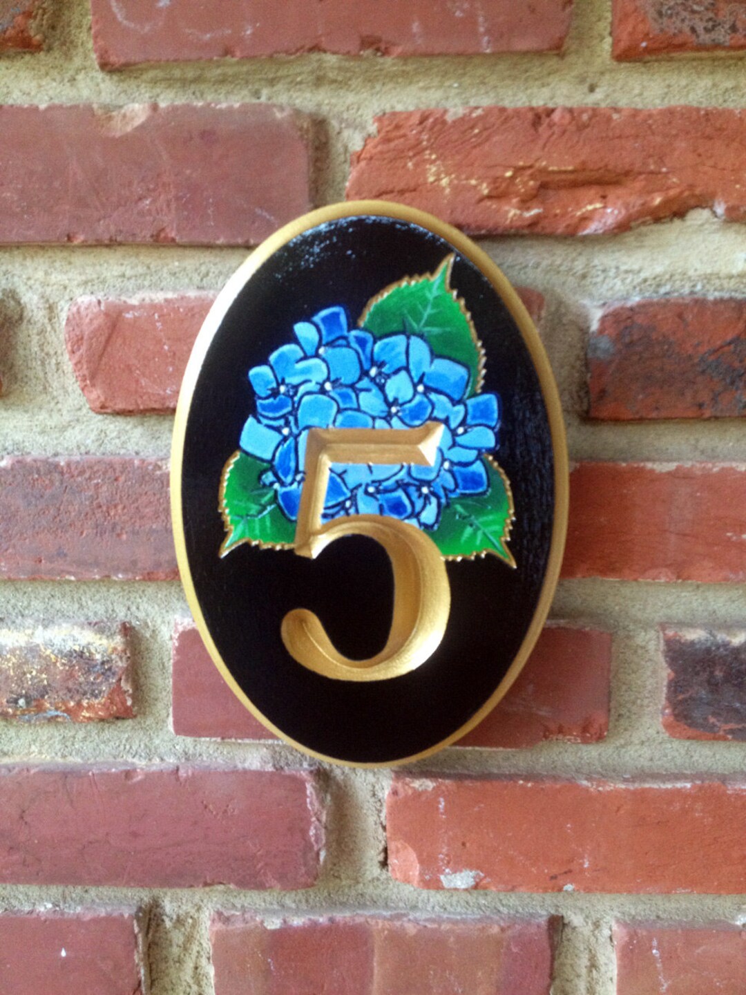 Custom Carved Street Address Sign / House Number With Hydrangea Flower ...