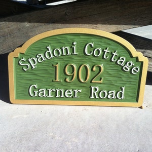 Custom Carved Personalized Cottage Street Address With Last Name Entry ...