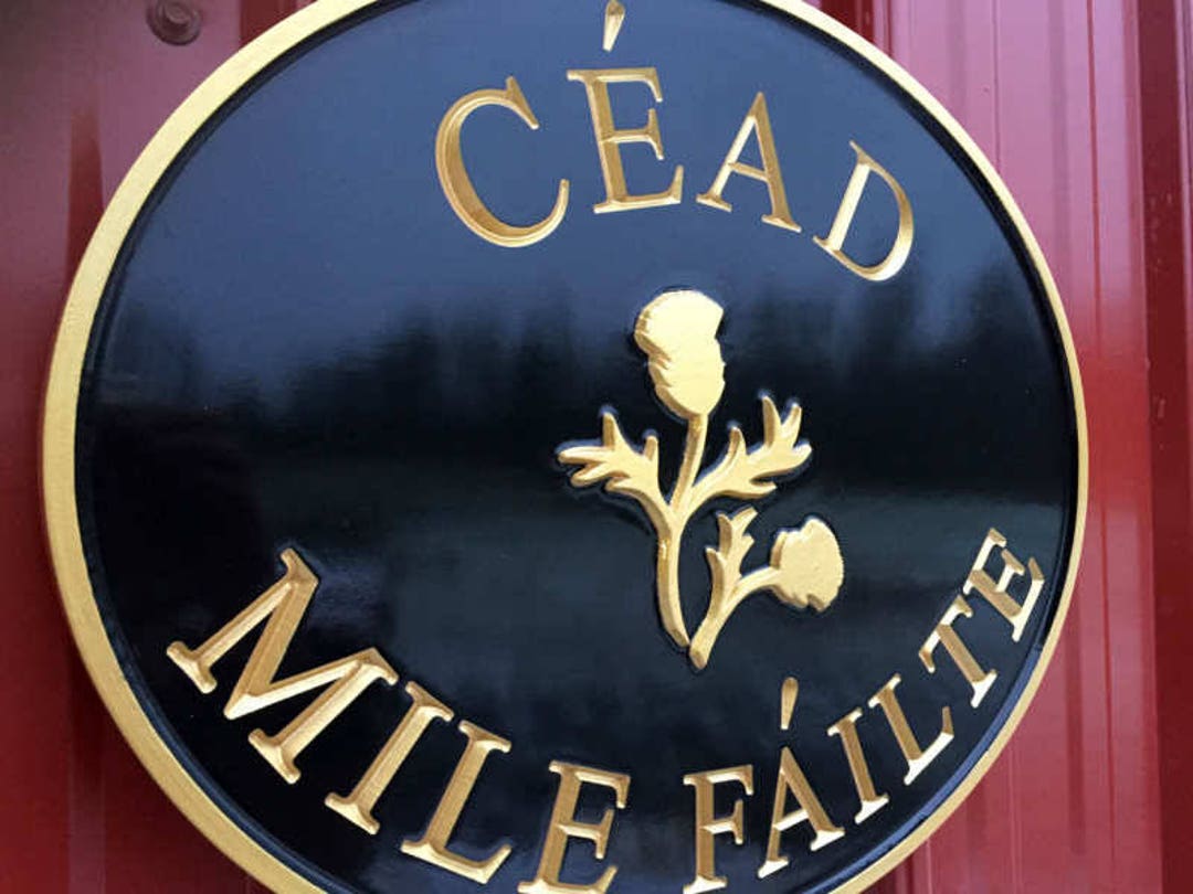 Custom Carved Gaelic Welcome Sign With Thistle or Other Image - Etsy