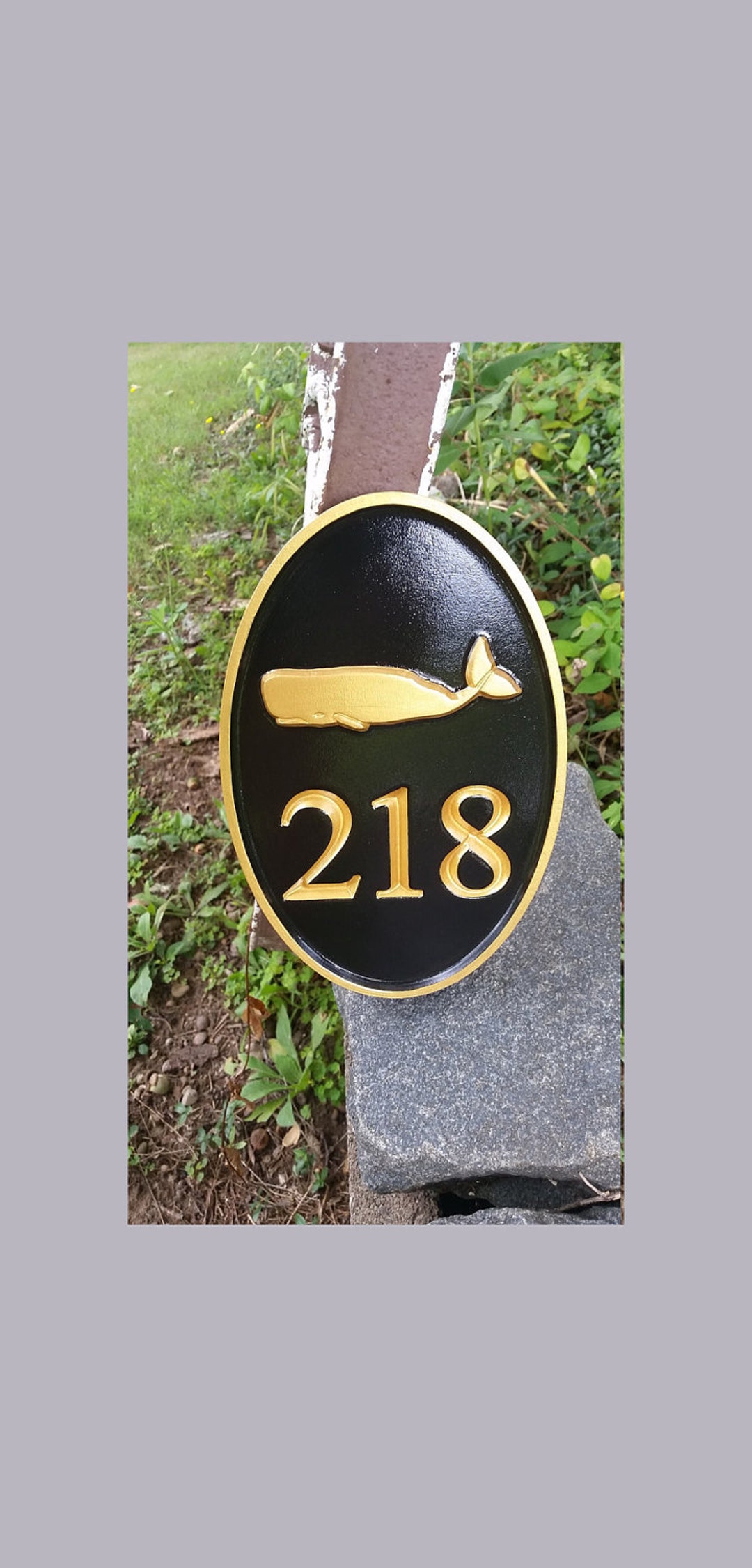 Carved Street Address Plaque / House Number With Whale or Other Stock ...