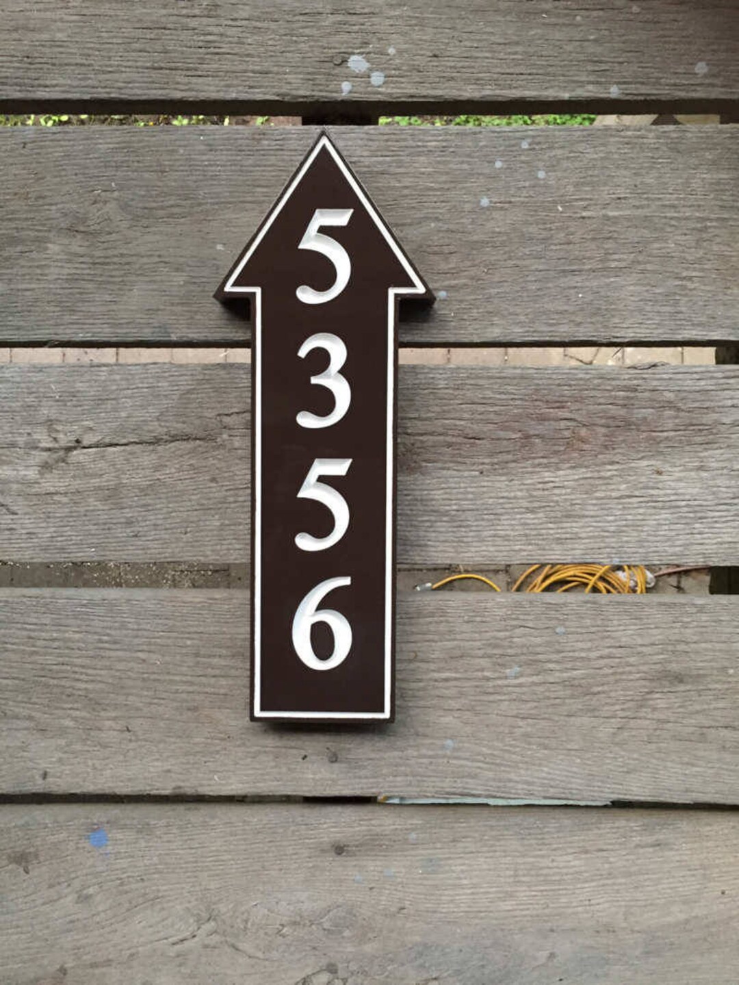 Custom Carved Arrow Shaped House Number Sign Pointing Up, Left, Right ...