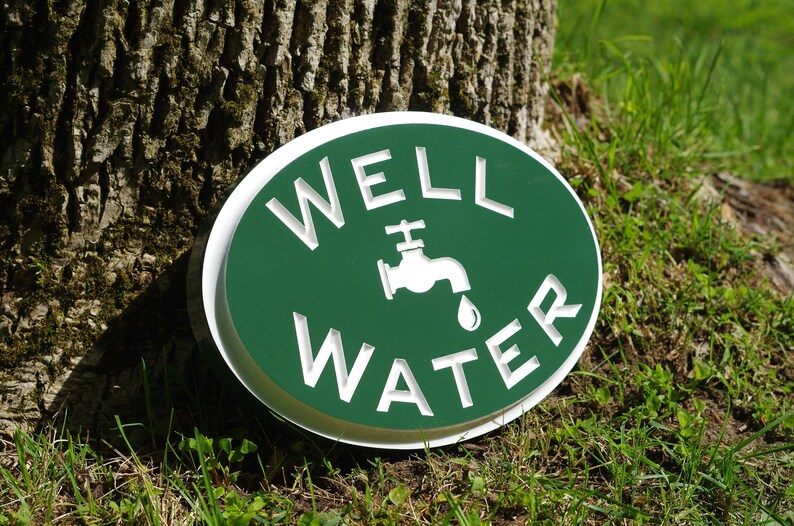 Carved Well Water notice Plaque Irrigation Sign with faucet | Etsy