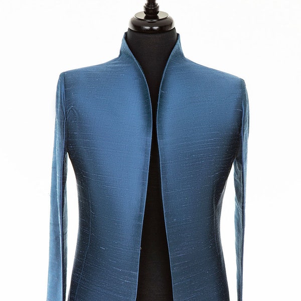 Blue Silk Jacket - Etsy