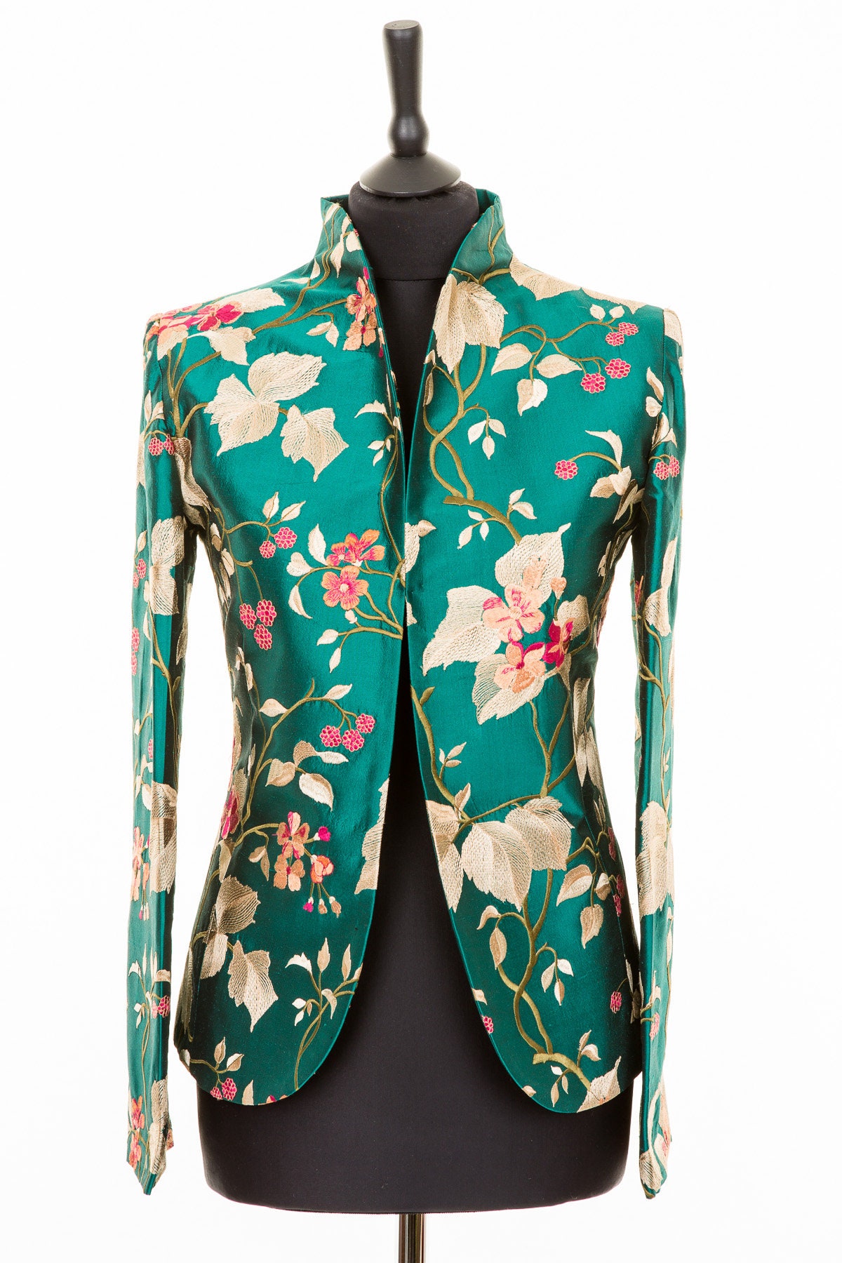 Ladies Teal Embroidered Silk Jacket Women's Fitted - Etsy UK
