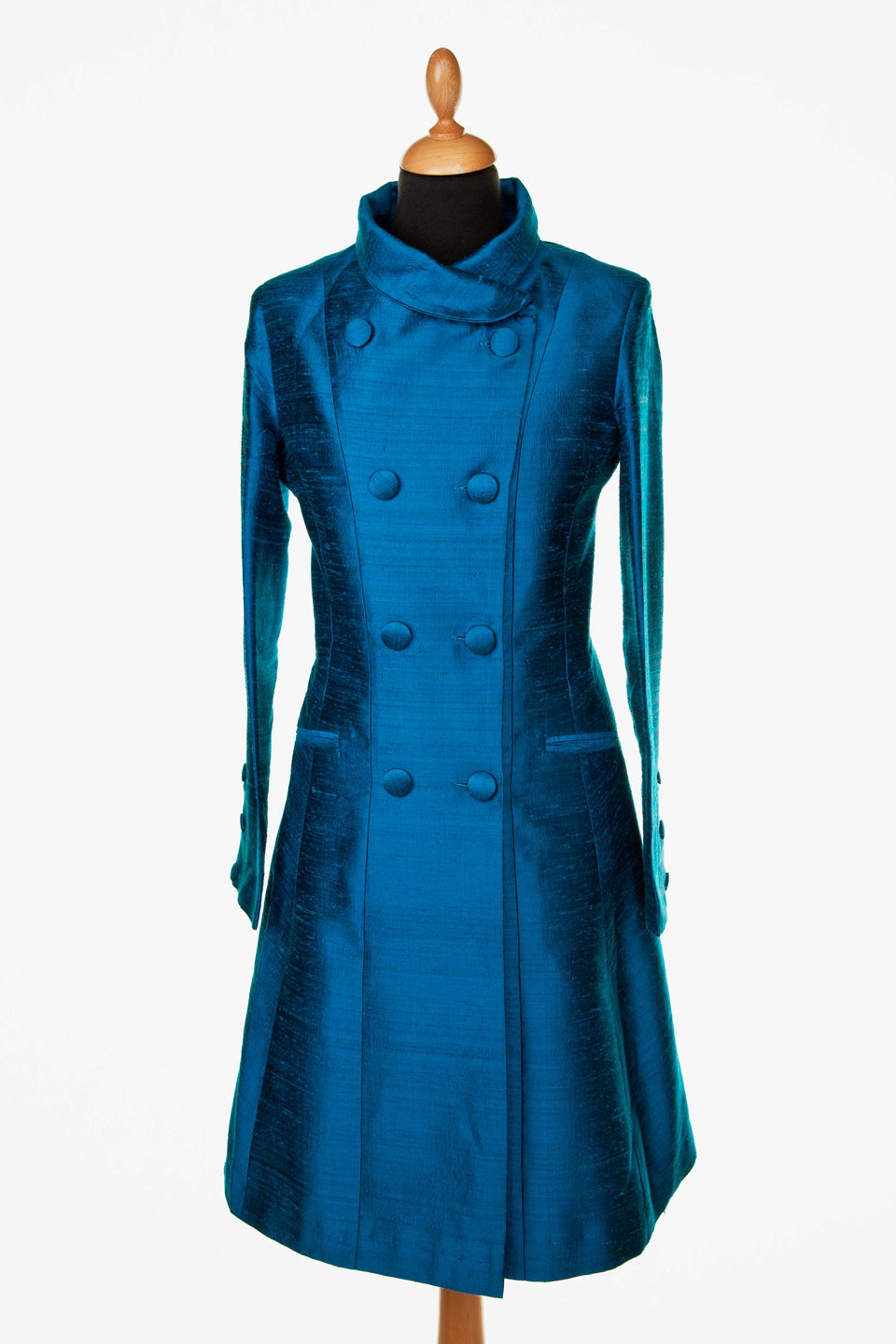 Raw Silk Coat Shot Silk Jacket Coat Vibrant Blue - Etsy UK