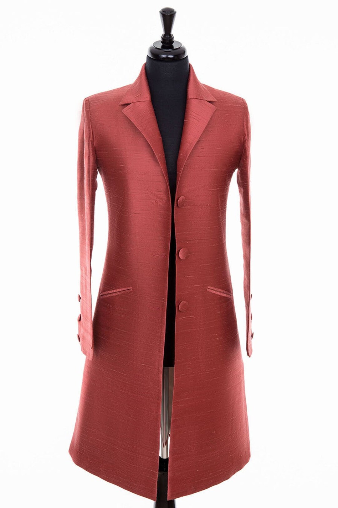 Women's Dusk Burnt Red Raw Silk Tailored Coat Mother of - Etsy UK