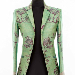 Womens Dragonfly Green Cashmere Blazer, Ladies Smart Jewel Toned Jacket ...