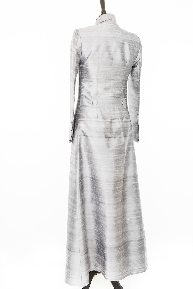 Ladies Silver Raw Silk Floor Length Evening Gown Coat Winter - Etsy UK