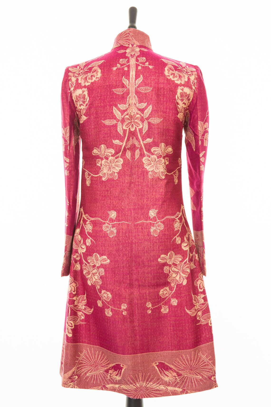 Ladies Deep Raspberry Pink Cashmere Nehru Collar Coat Mother - Etsy UK